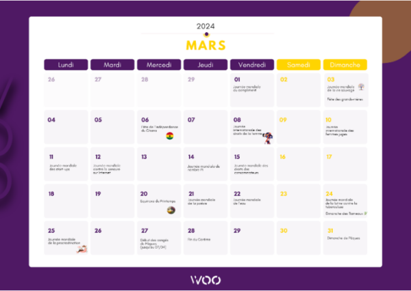 The WOO agency publishes the "marketing and communications calendar" of ...