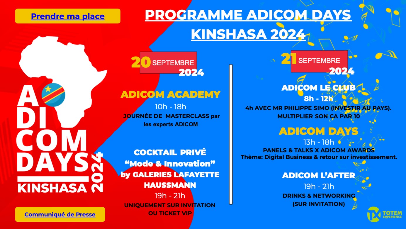 ADICOMDAYS KINSHASA 2024 : demandez le programme - Adweknow